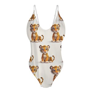 Tiger Print One-piece Low Back Swimsuit Bathing Suit. - Etsy
