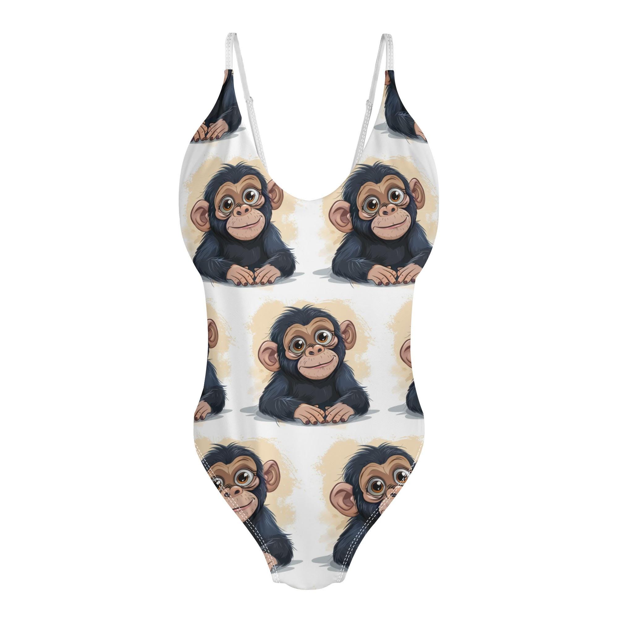 Monkey/chimp One Piece Low Back Swimsuit Bathing Suit - Etsy