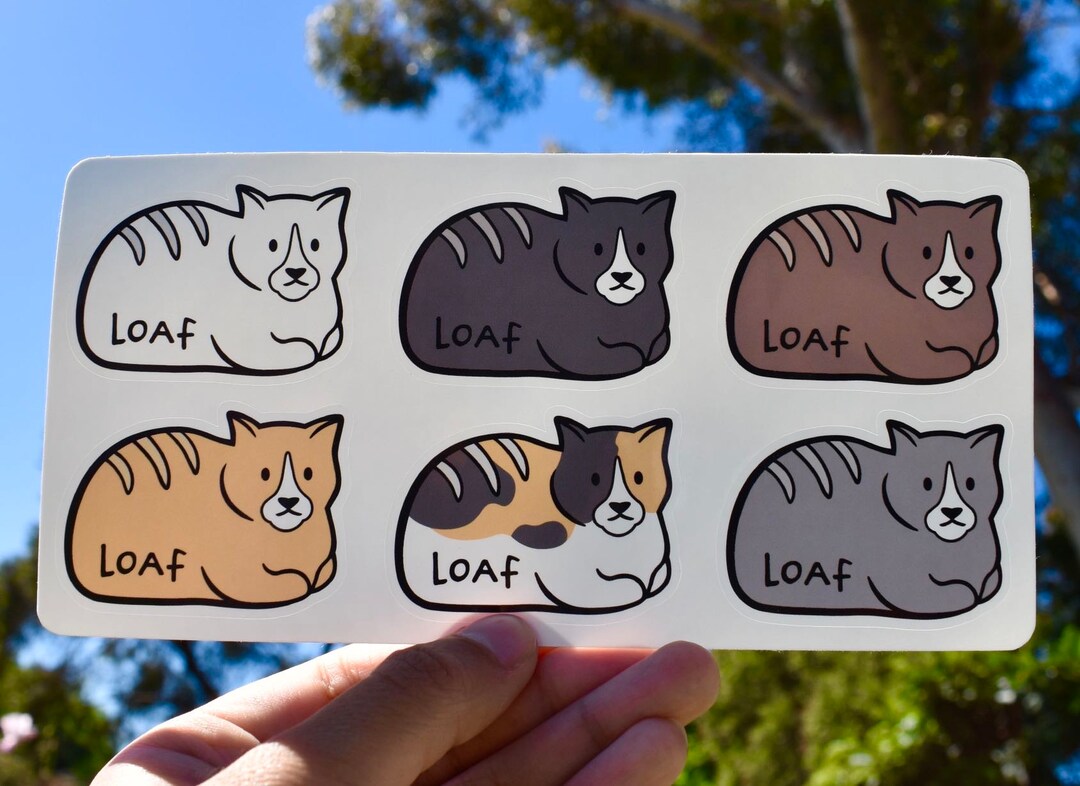 Cat Loaf Sticker Sheet | Ginger, White, Calico, Black, Brown, Grey Cat ...