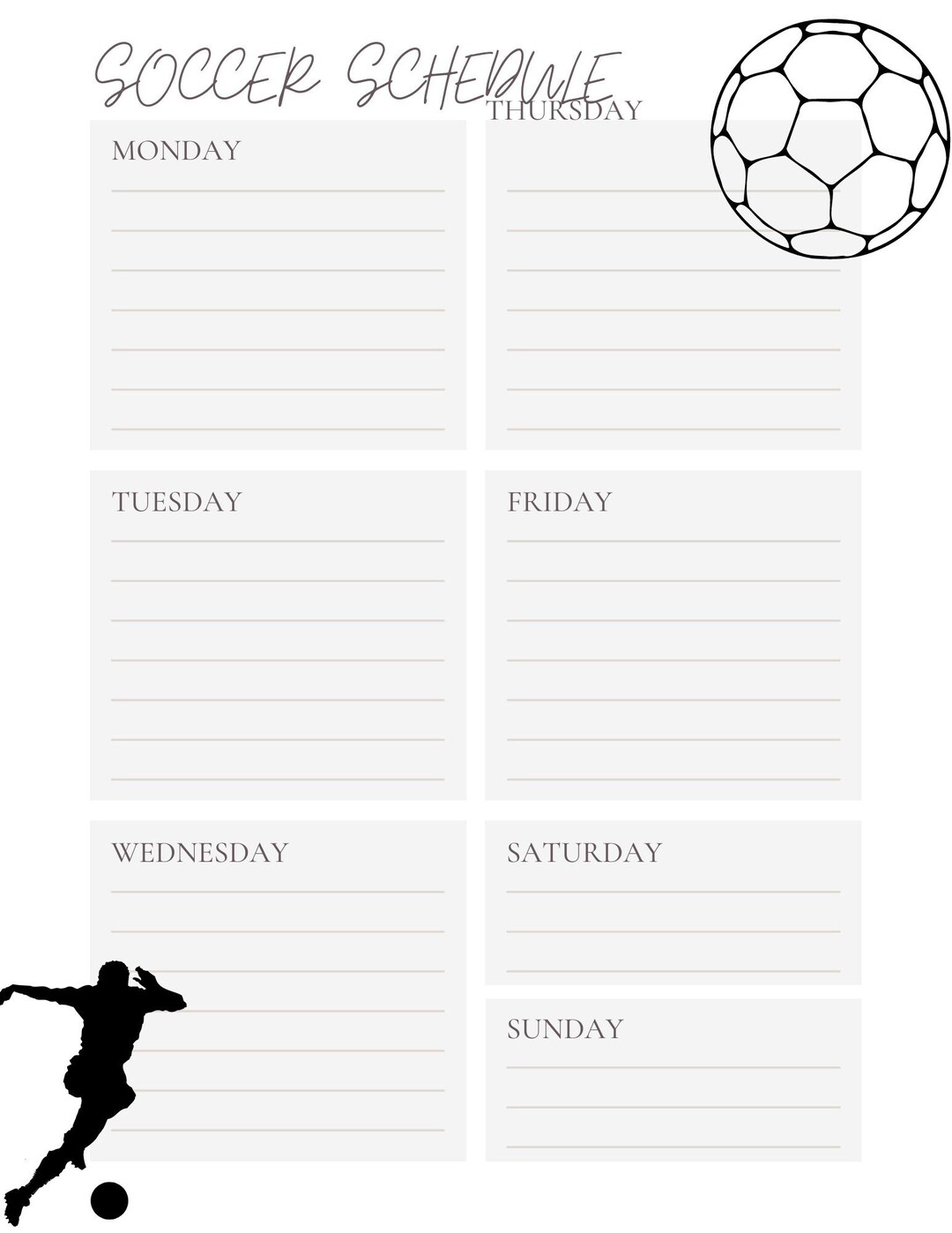 Soccer Schedule for Busy Moms to Organize Kids Sports - Etsy