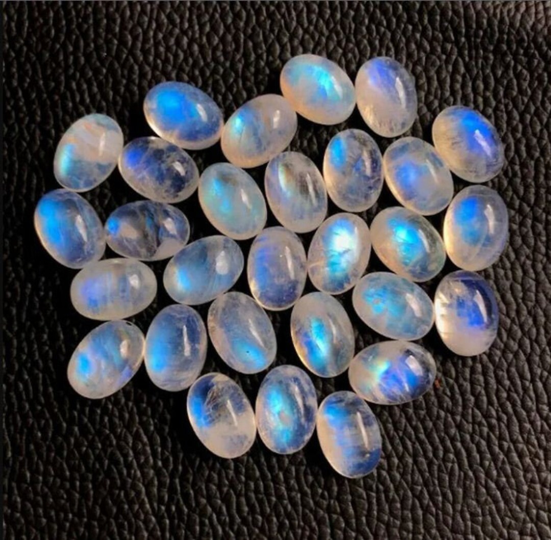 5 Pcs 3x5mm-15x20mm AAA Rainbow Moonstones Oval Cabochon Gemstones AAA ...