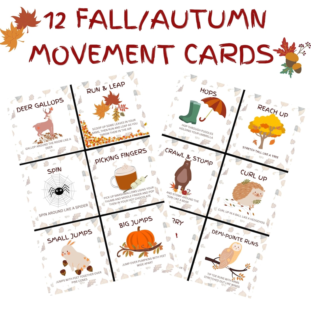 12 Fall/autumn Movement Cards for Kids Dance/ballet Lessons - Etsy