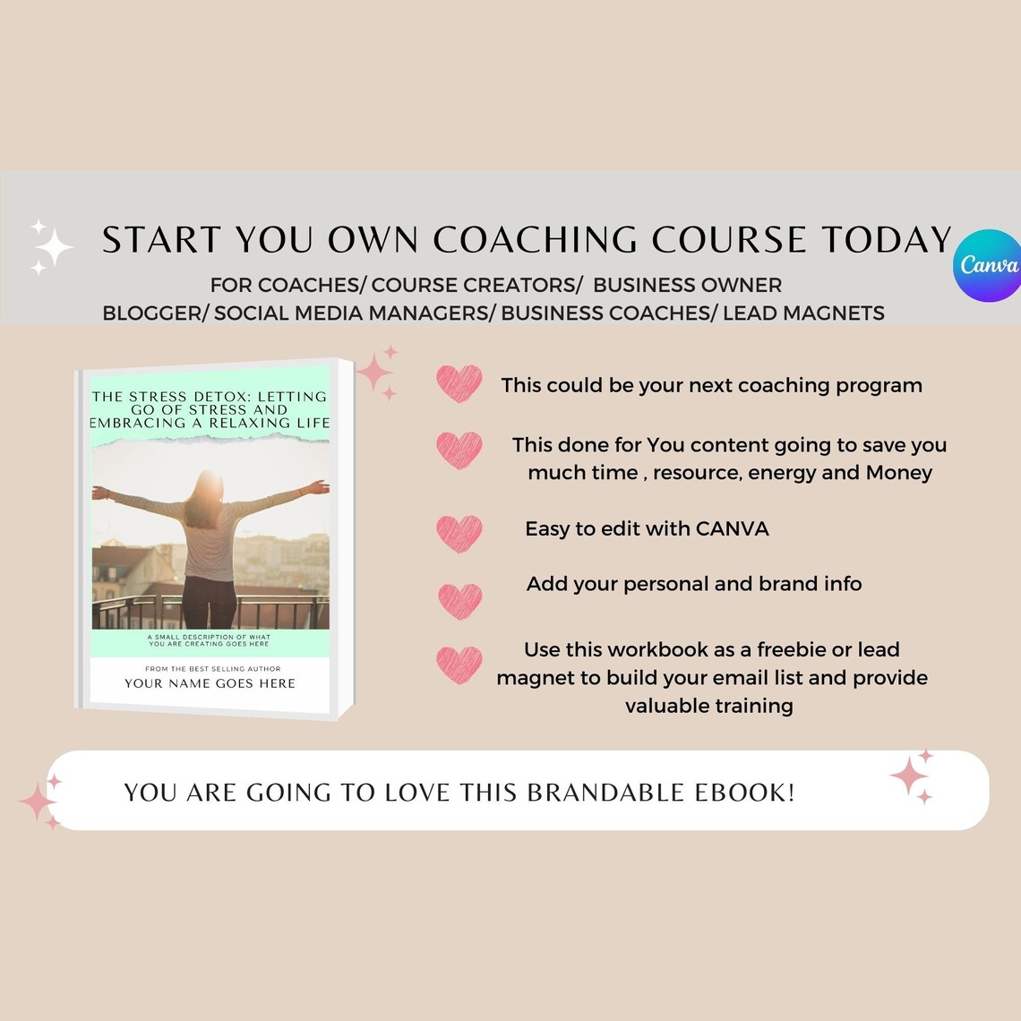 Done for You Eliminate Stress and Anxiety Workbook With CANVA Editable ...