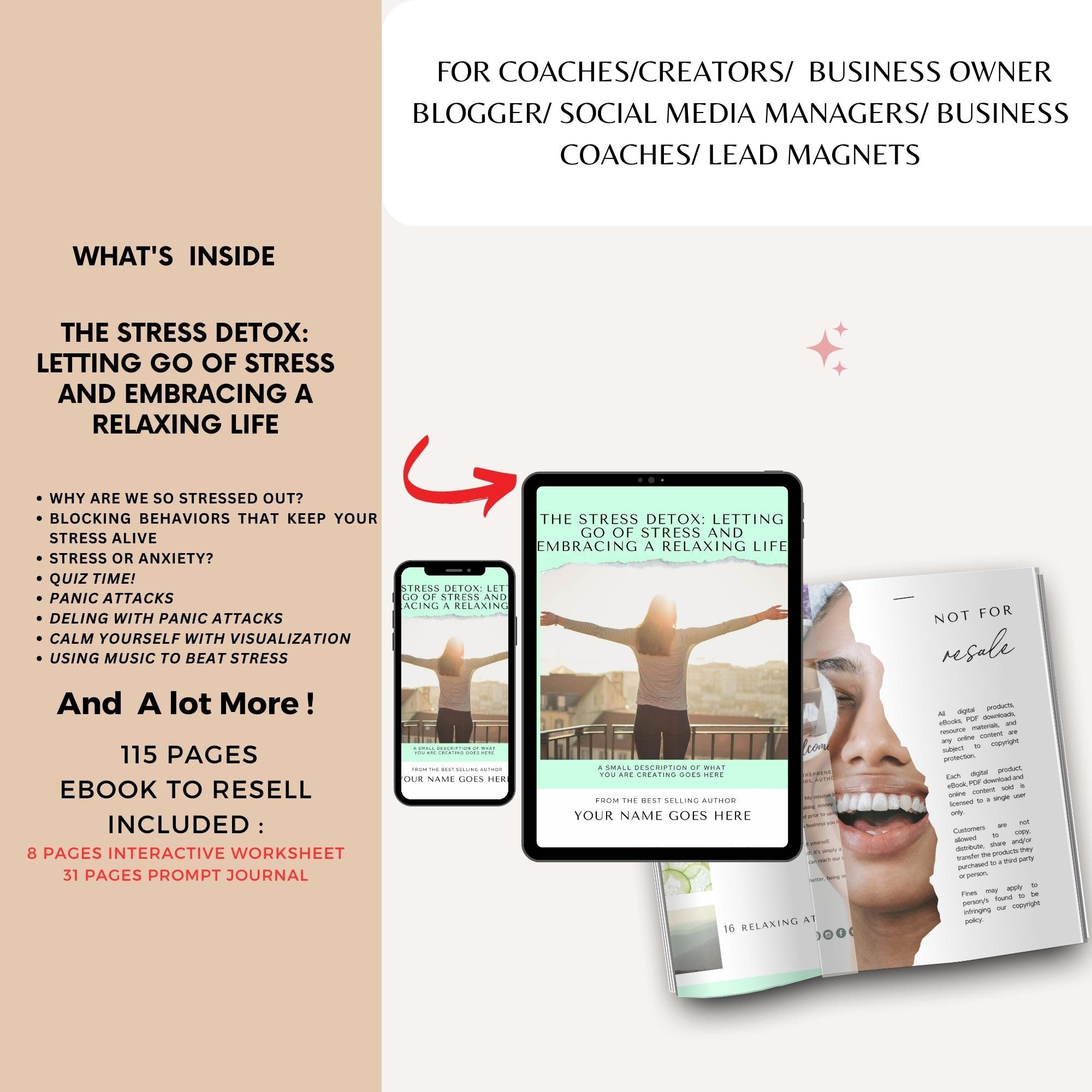 Done for You Eliminate Stress and Anxiety Workbook With CANVA Editable ...