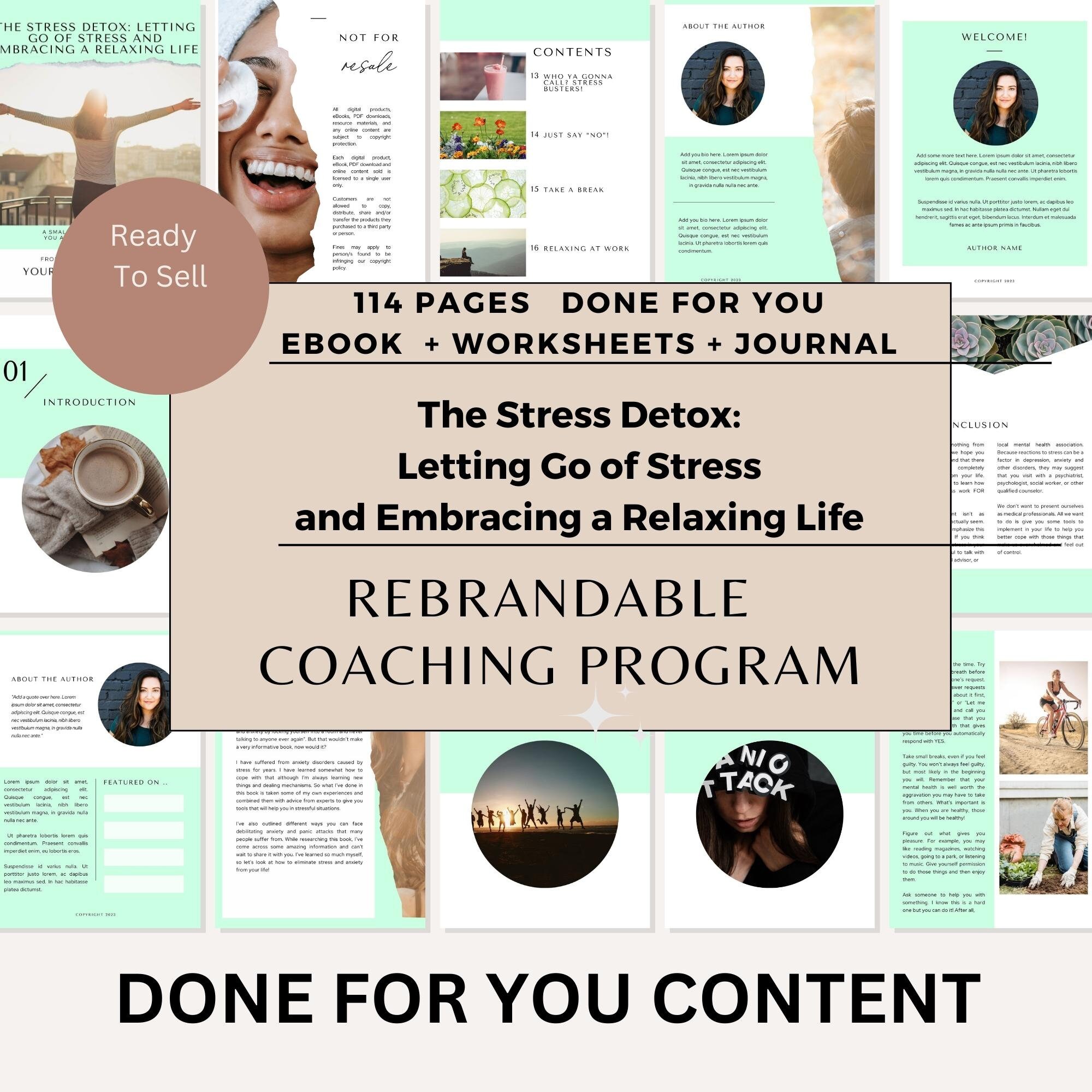 Done for You Eliminate Stress and Anxiety Workbook With CANVA Editable ...
