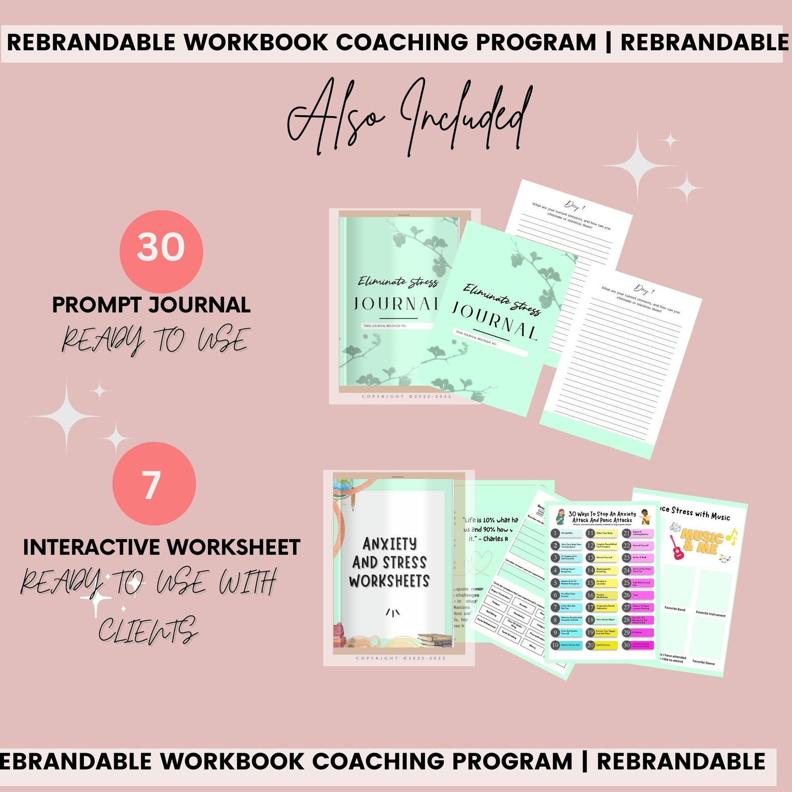 Done for You Eliminate Stress and Anxiety Workbook With CANVA Editable ...