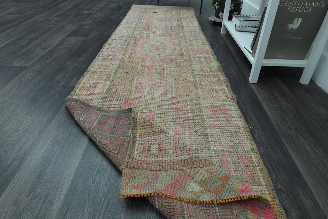 2.9x10.9 Ft, PINK TURKISH RUNNER, Pink Beige Runner Runner 3x10 ...