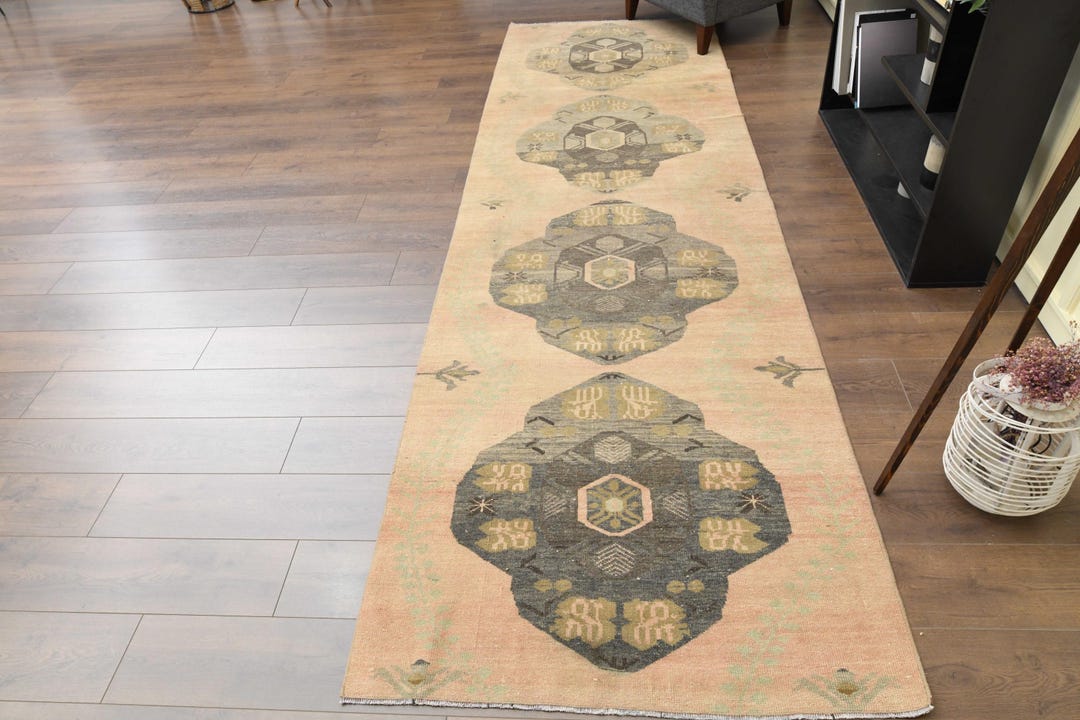 3'6x12'1 Ft, ORANGE TURKISH RUNNER, Vintage Runner, Oushak Runner, Wool ...