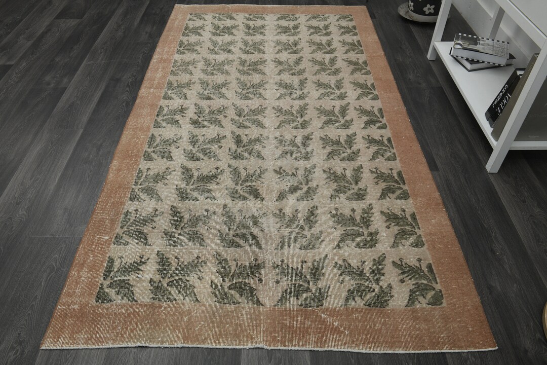 4.4x8.1 Ft, Turkish Oushak Ikat Area Rug, 4x8 Rug, Living Room Rug ...