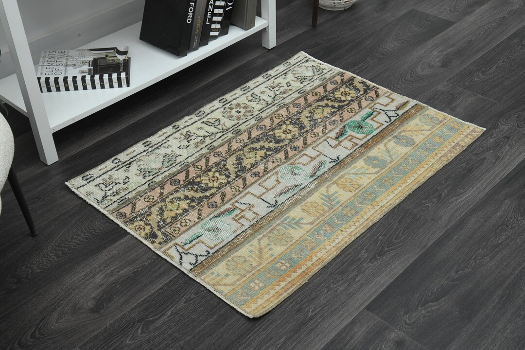 2'4x3'3 Ft Vintage Turkish Rug, Door Mat, Oushak Rug, Bath Mat ...