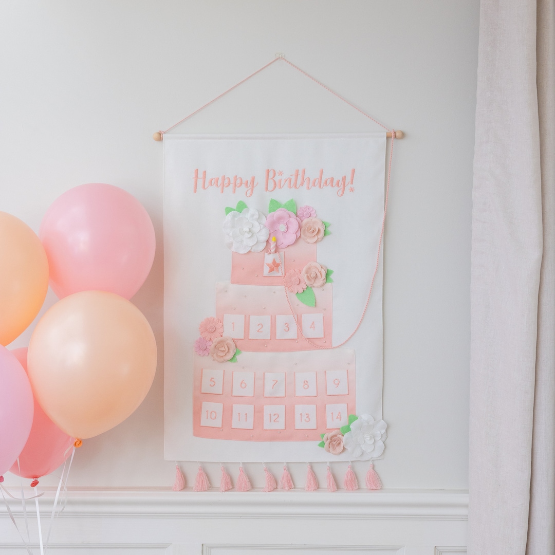Pink Birthday Countdown Calendar – Reusable Kids Birthday Decor ...