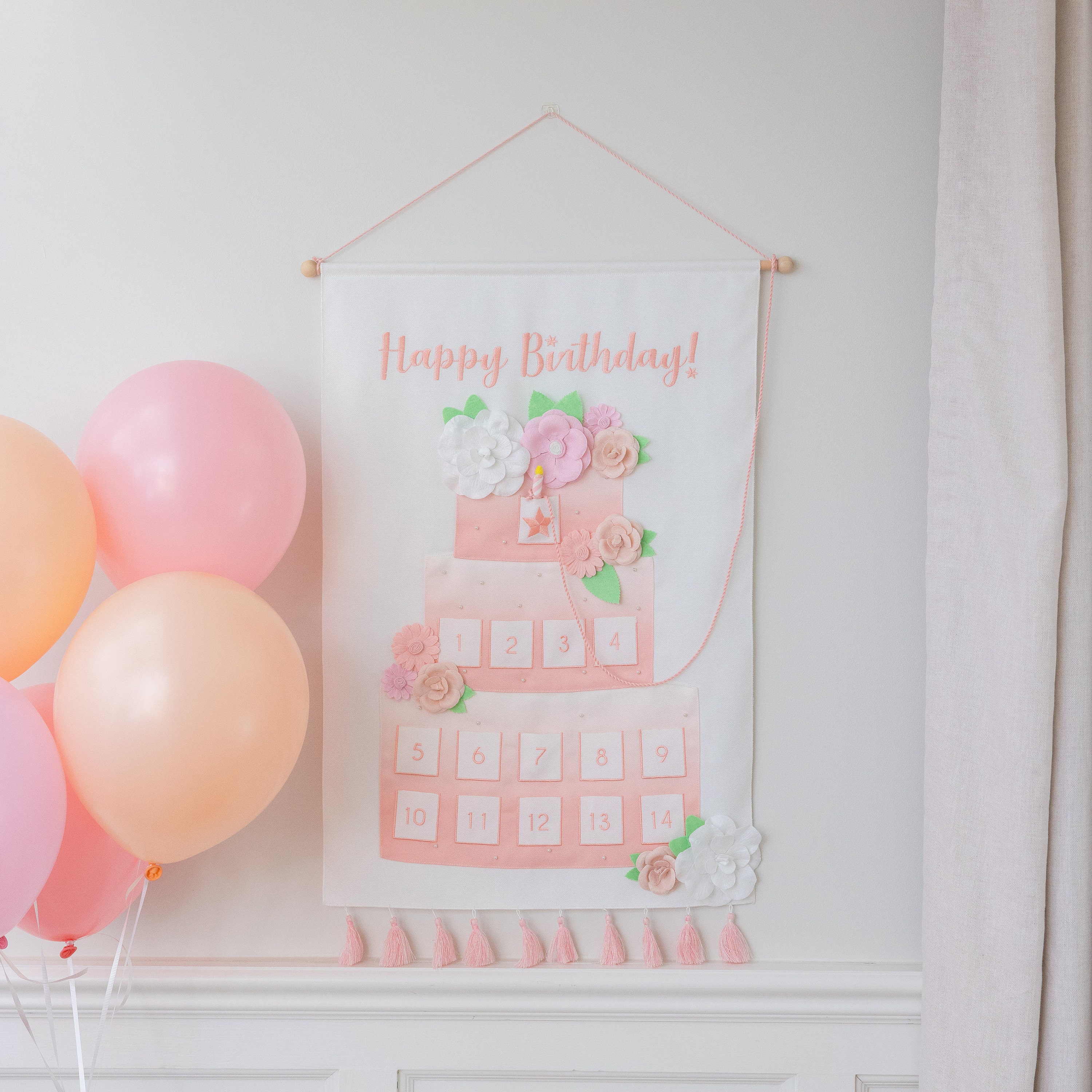 Pink Birthday Countdown Calendar – Reusable Kids Birthday Decor ...