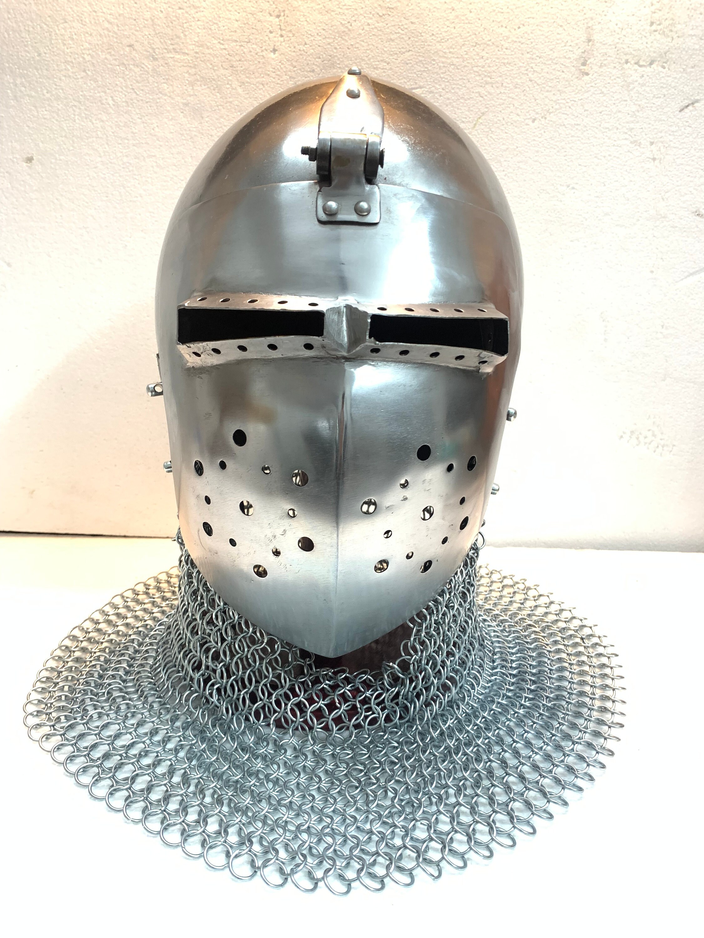 Medieval Combat Bascinet Helmet W Aventail CA Custom HNB 16 Gg Steel ...