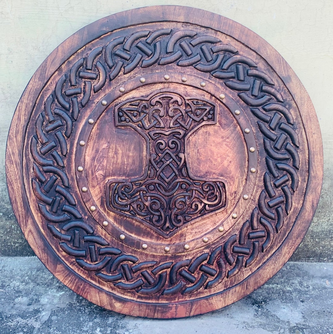 Wooden Viking Medieval Old Shield Battle Ready Shield 24 Heavy Round ...