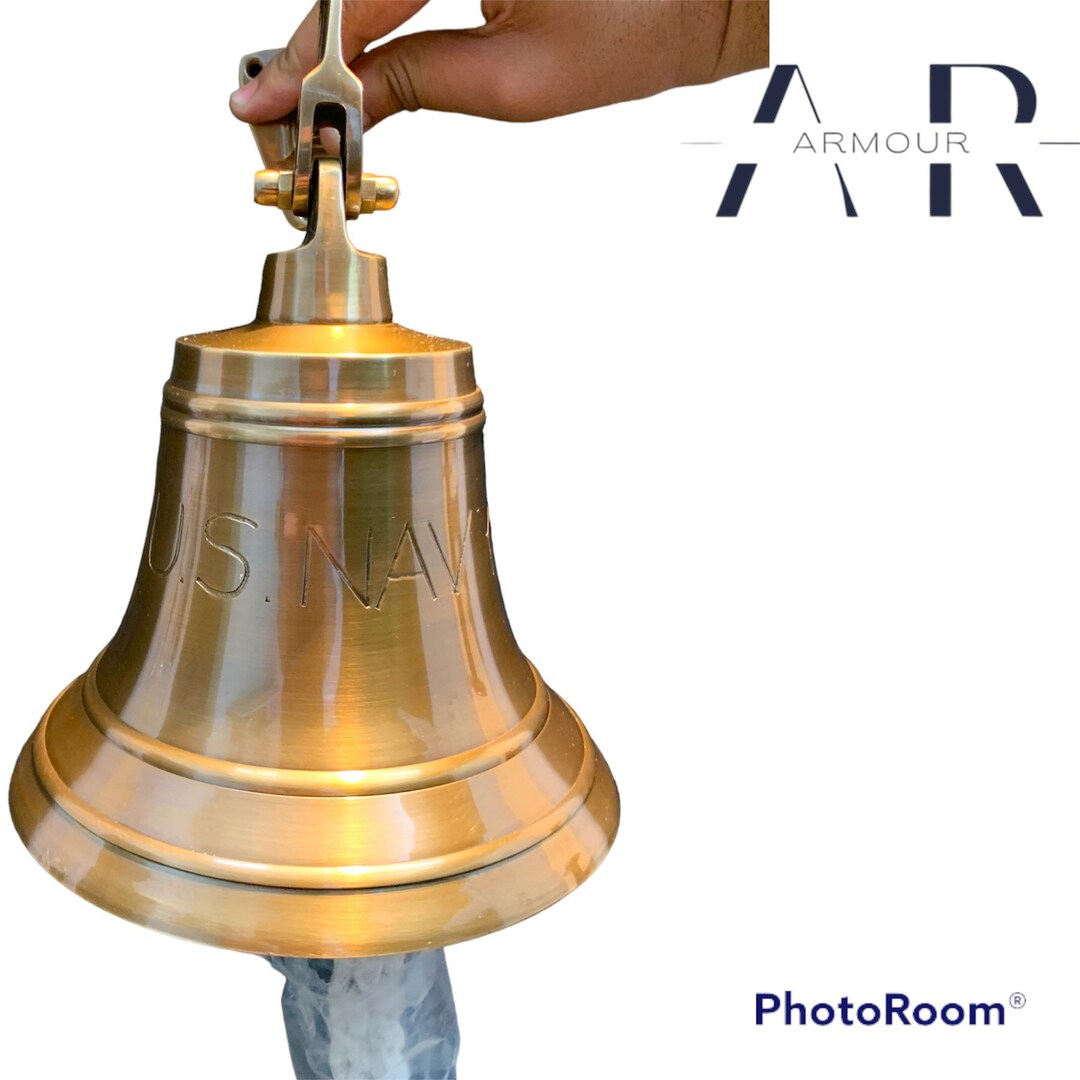 Brass Ship Bell Wall Hanging Bracket US Navy Antique Door Bell - Etsy