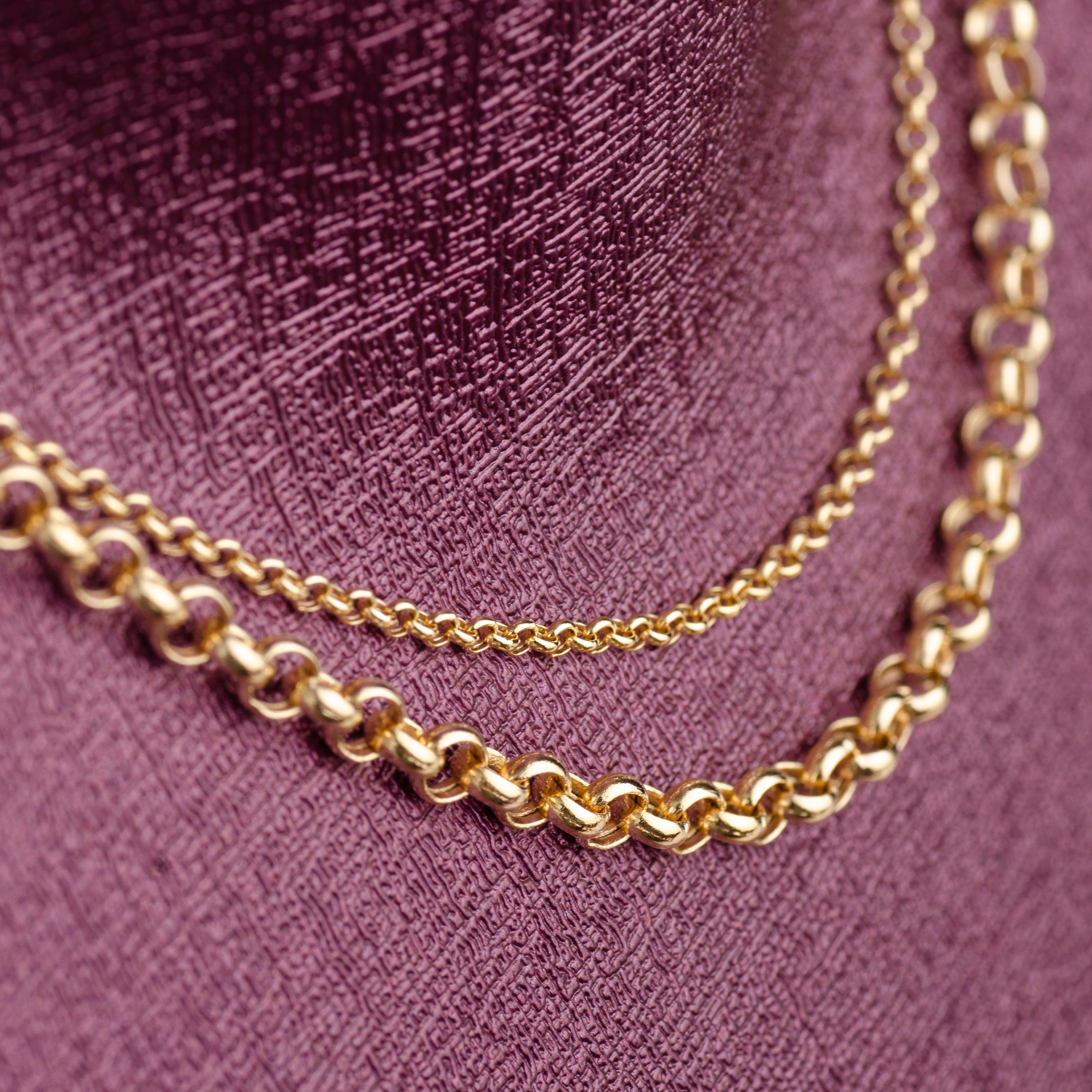 14K Real Yellow Gold Rolo Chain Necklace Gift for Her, 1.9 Mm, 3.7 Mm ...