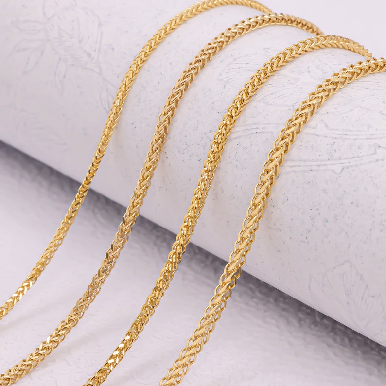14K Real Gold Foxtail Link Chain Necklace Gift for Her, Him, Italian ...