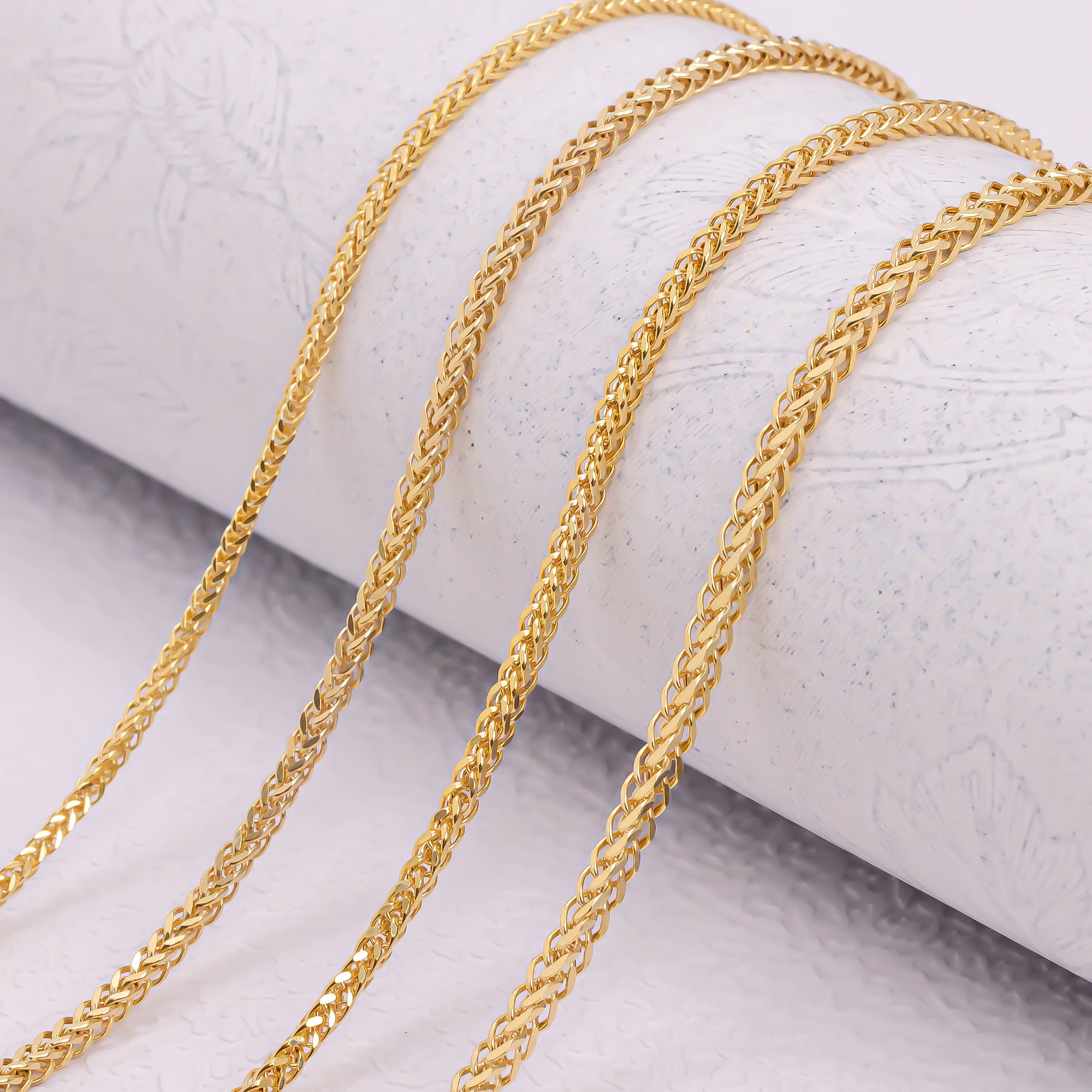14K Real Gold Foxtail Link Chain Necklace Gift for Her, Him, Italian ...