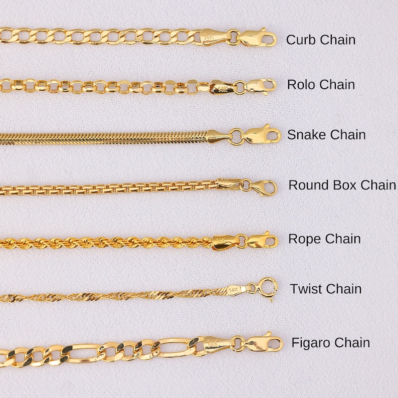 Classic 14k Real Gold Figaro Chain Necklace, Handmade Timeless Yellow ...