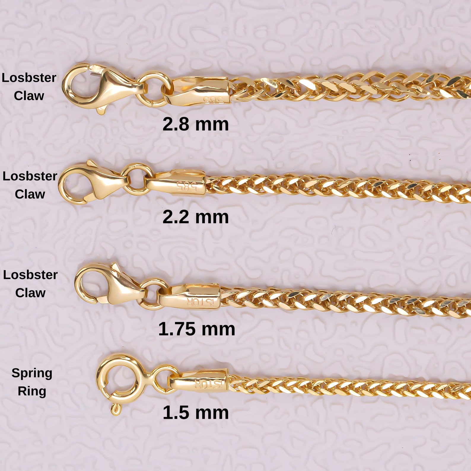 14K Real Gold Foxtail Link Chain Necklace Gift for Her, Him, Italian ...