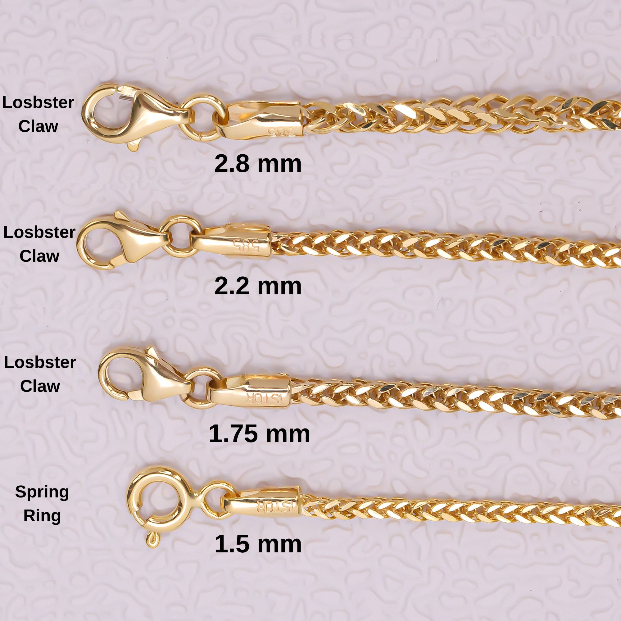 14K Real Gold Foxtail Link Chain Necklace Gift for Her, Him, Italian ...