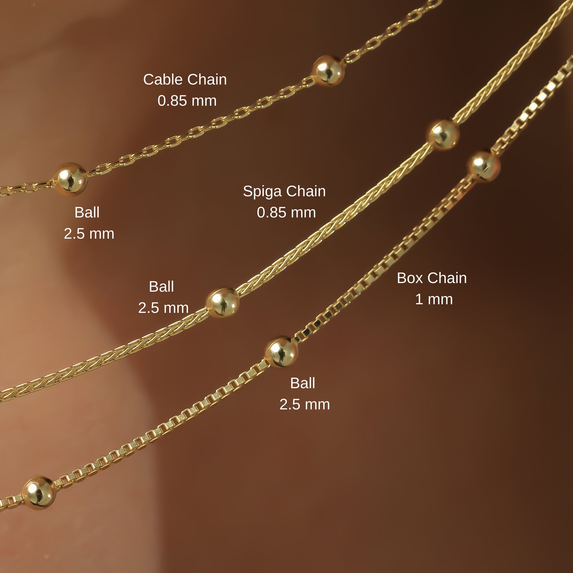 Dainty Satellite Cable Chain, Spiga Chain, Box Chain in 14k Gold ...
