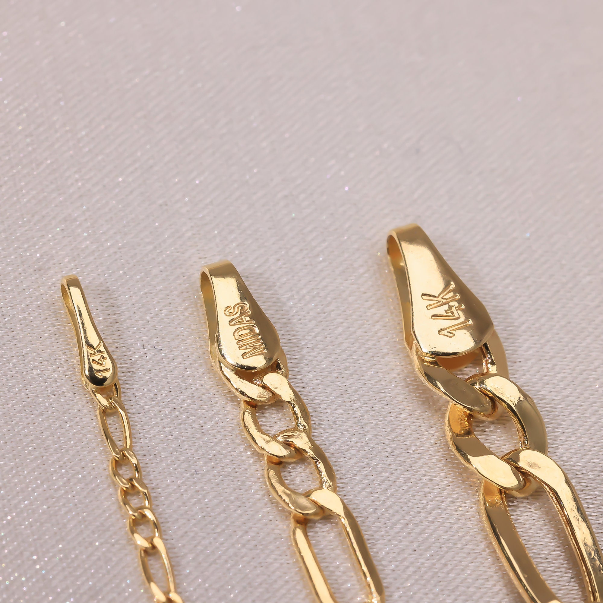 Classic 14k Real Gold Figaro Chain Necklace, Handmade Timeless Yellow ...