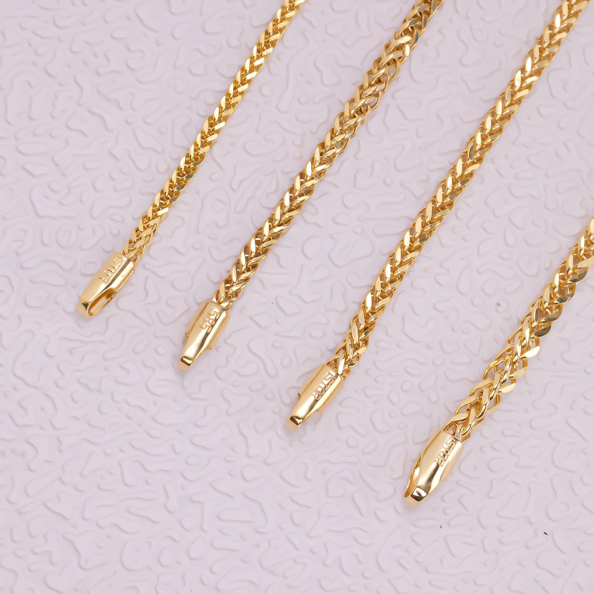 14K Real Gold Foxtail Link Chain Necklace Gift for Her, Him, Italian ...