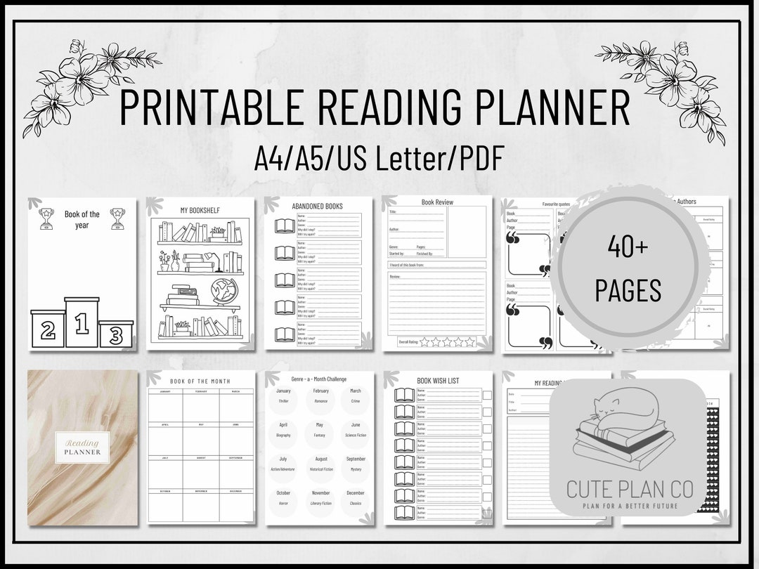 Printable Reading Planner Big Happy Planner Journal Book Planner A4 A5 ...