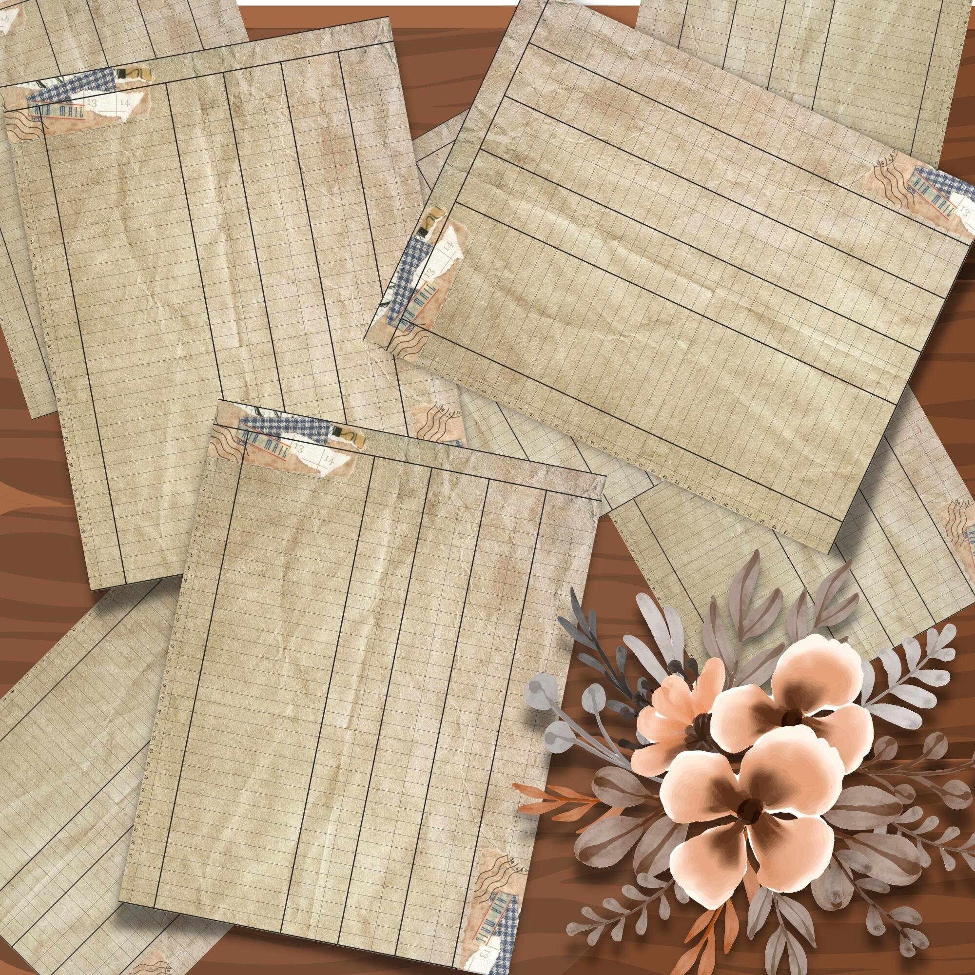 Antique Ledger Paper Vintage Themed Ledger Digital Ephemera - Etsy