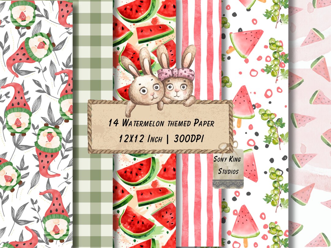 Watermelon Watercolor Cute Printable Scarpbook Paper, Watermelon Fruit ...