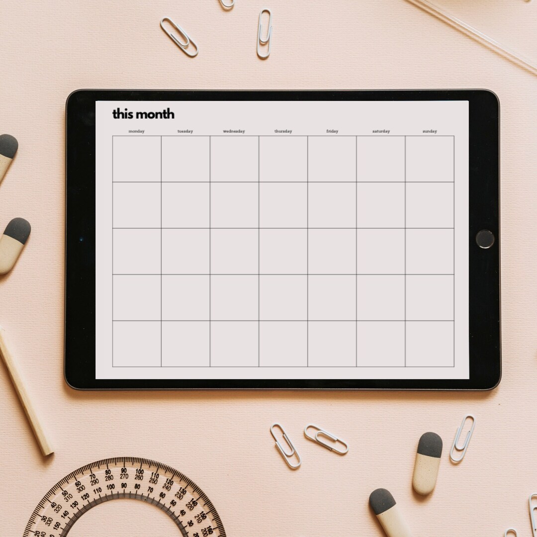 Monthly Calendar Template Minimalistic Set With 5 Different Colors - Etsy