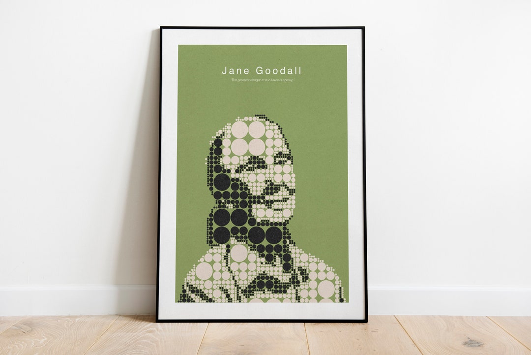 Jane Goodall Poster Print Minimal Dot Art Print Feminist - Etsy