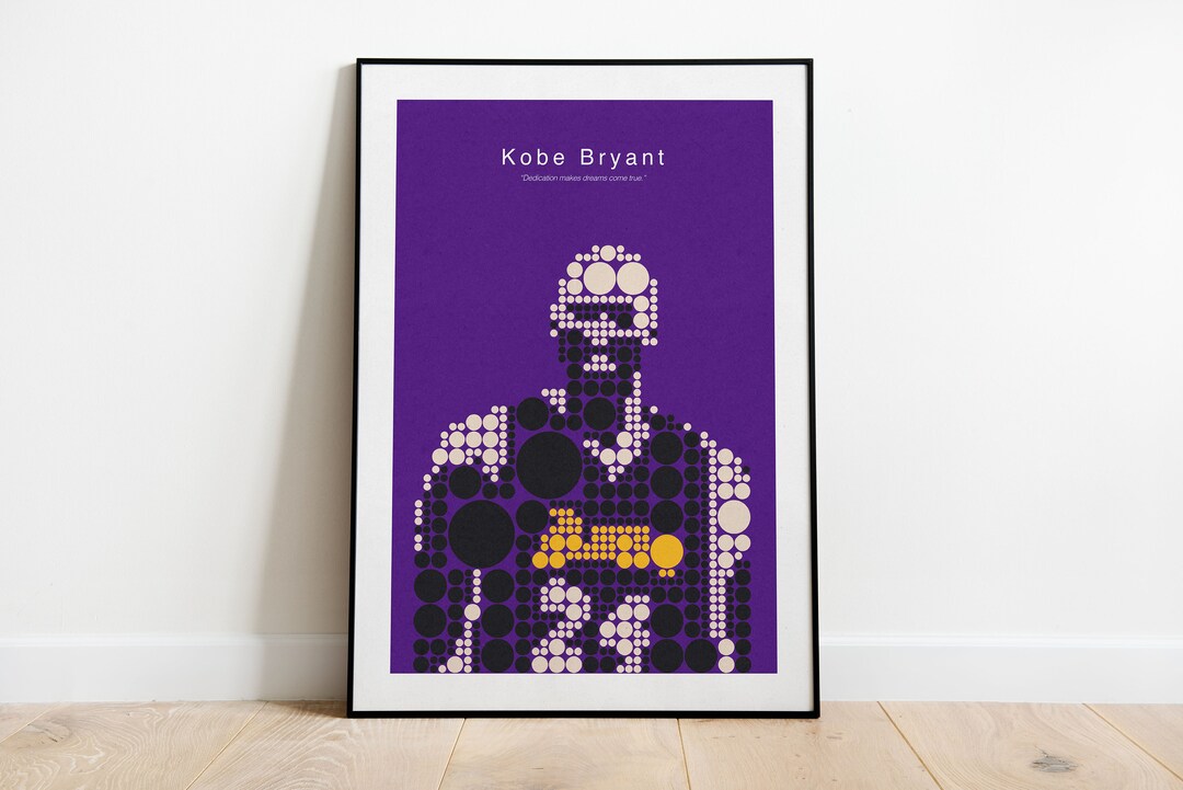 Kobe Bryant Poster Minimal Dot Art Prints Basketball Nba Poster Quote ...