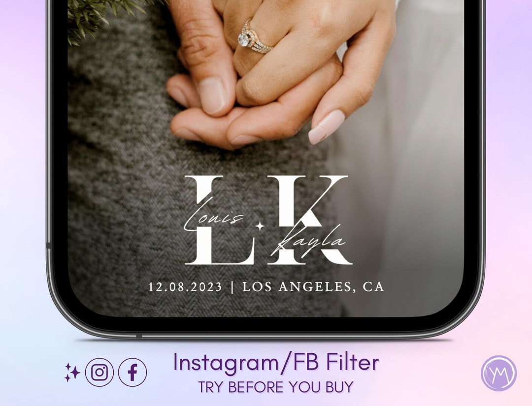 Custom Wedding Instagram Filter, IG Story Effects, Personalised ...