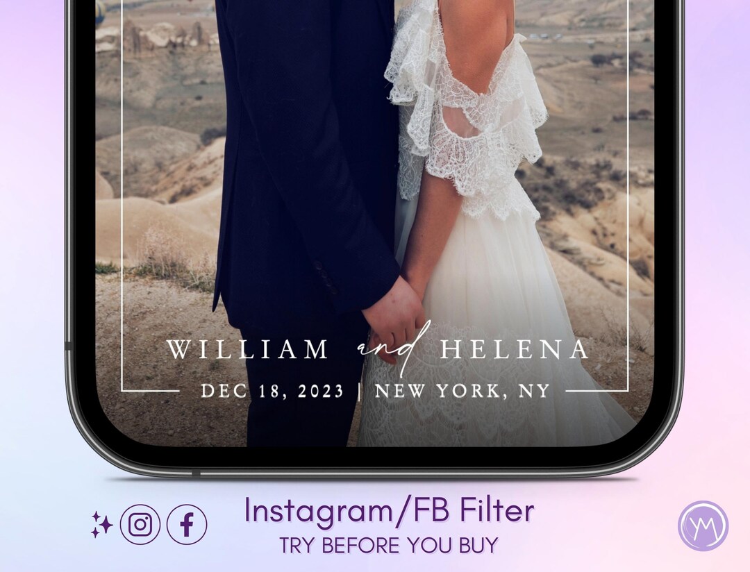 Custom Wedding Instagram Filter, IG Story Effects, Personalised ...
