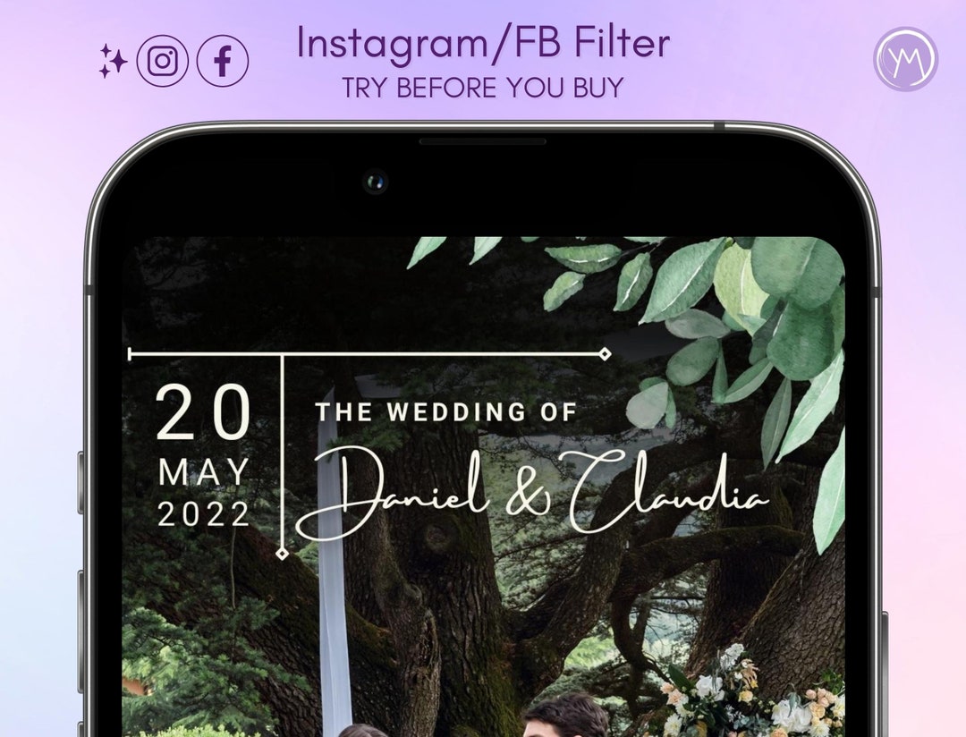 Greenery Wedding Filter, Custom Wedding Instagram Filter, Wedding IG ...