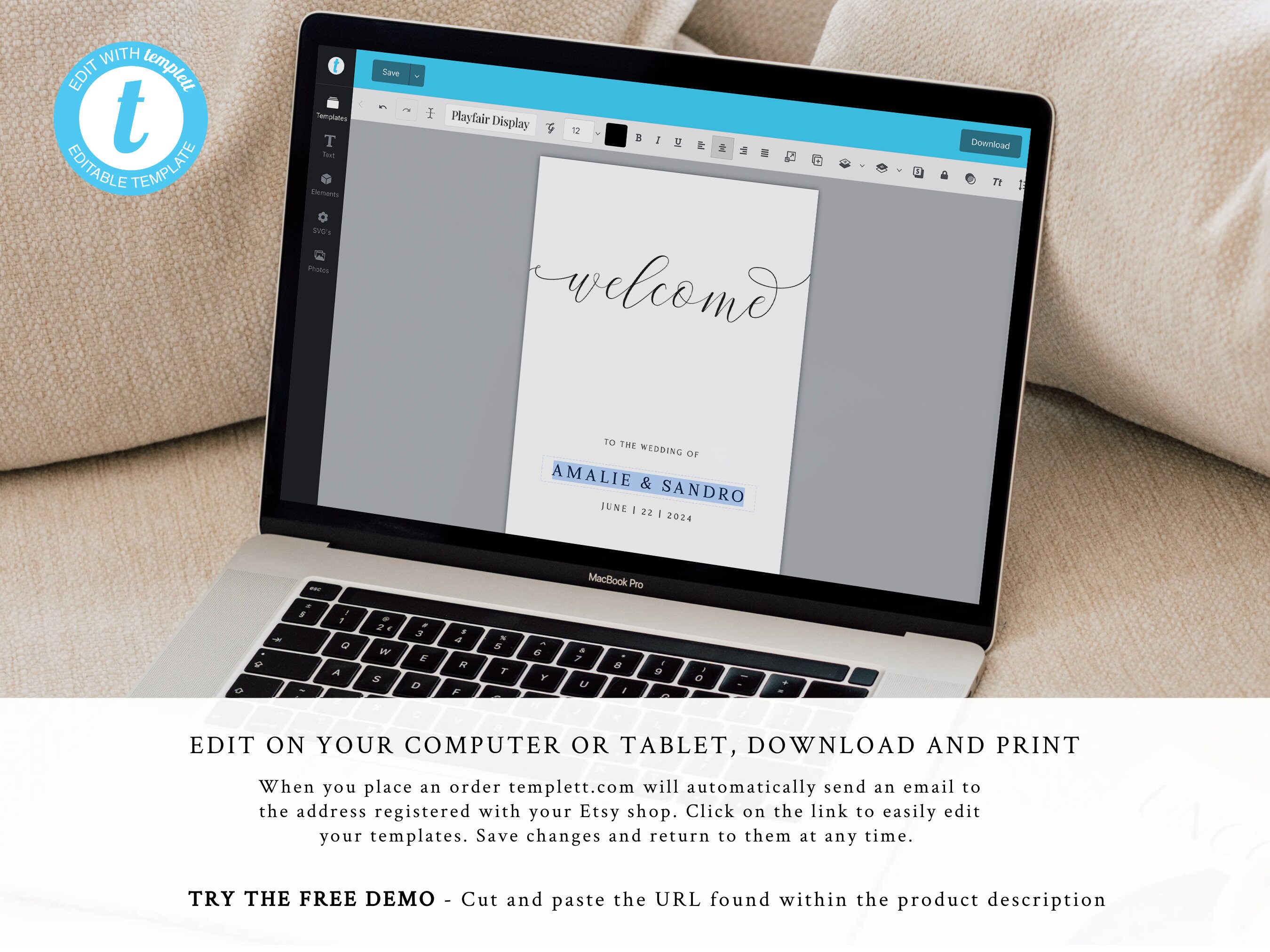 Editable Modern Wedding Welcome Sign, Fully Editable Poster, Elegant ...