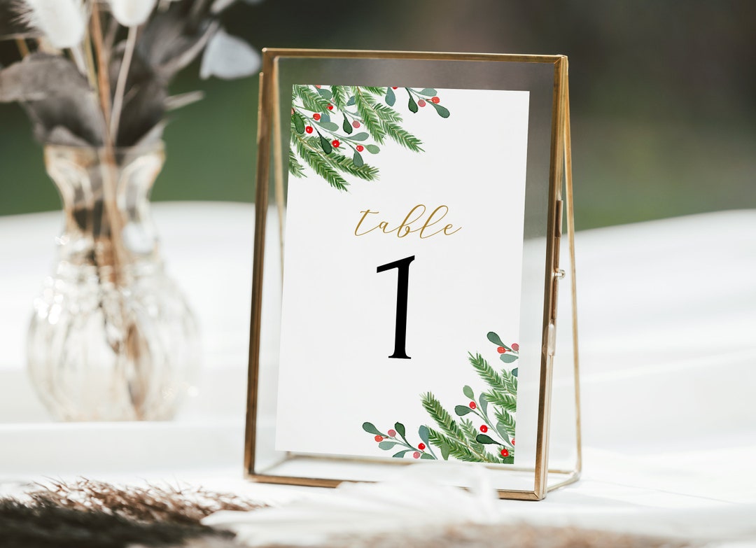 Editable Christmas Table Number Template, Christmas Party Table Number ...