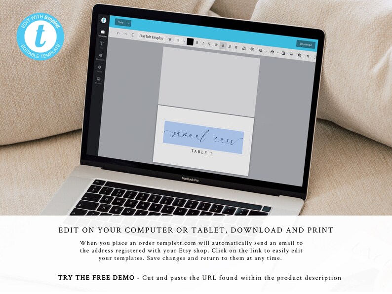 Modern Table Name Card Editable Place Card Handwritten Font - Etsy