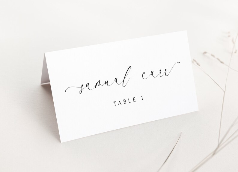 Modern Table Name Card Editable Place Card Handwritten Font - Etsy