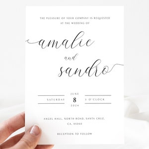 Fancy Font Invitation Set Templates, Editable Wedding Invitation, RSVP ...