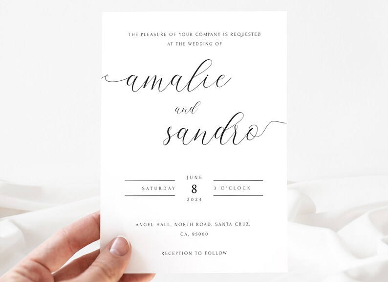 Fancy Font Invitation Set Templates, Editable Wedding Invitation, RSVP ...