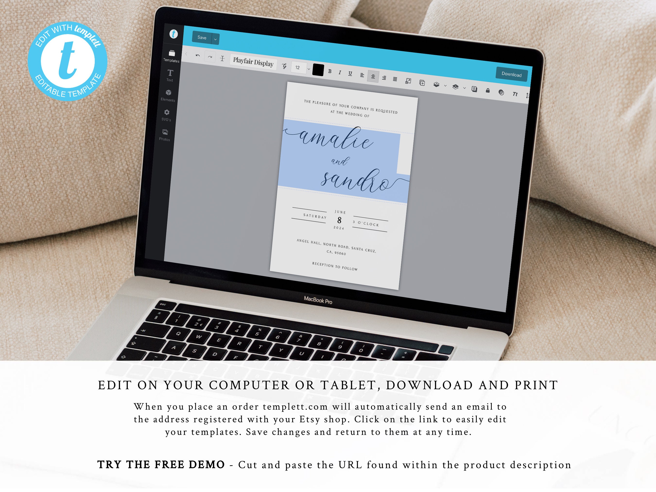 Fancy Font Invitation Set Templates Editable Wedding - Etsy