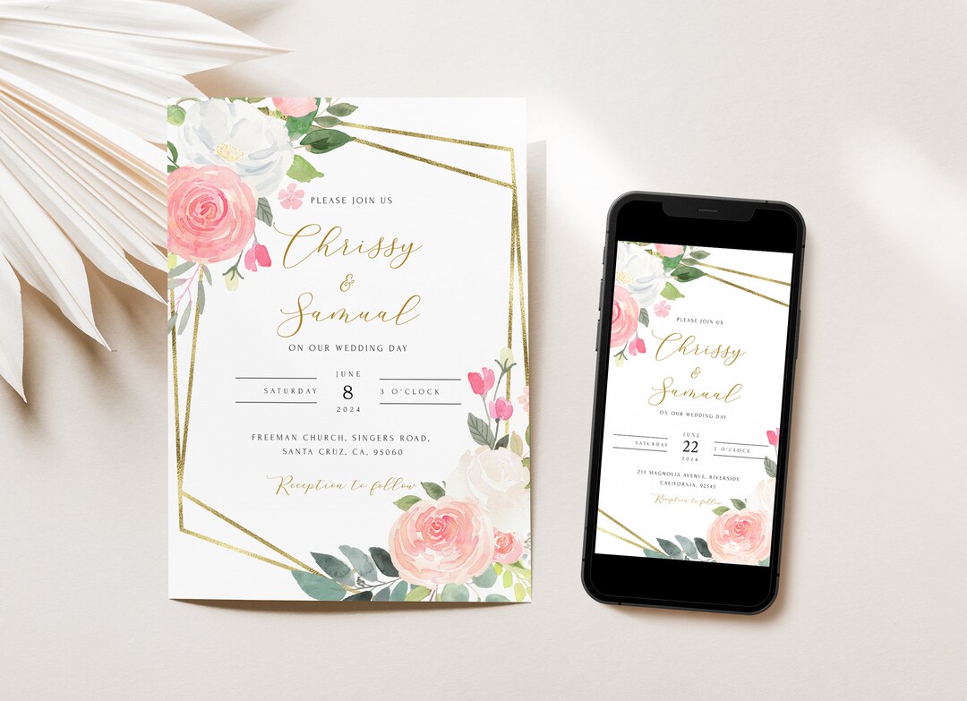 IPhone Invitation Template, Digital Invitation Templett Template, Pink ...