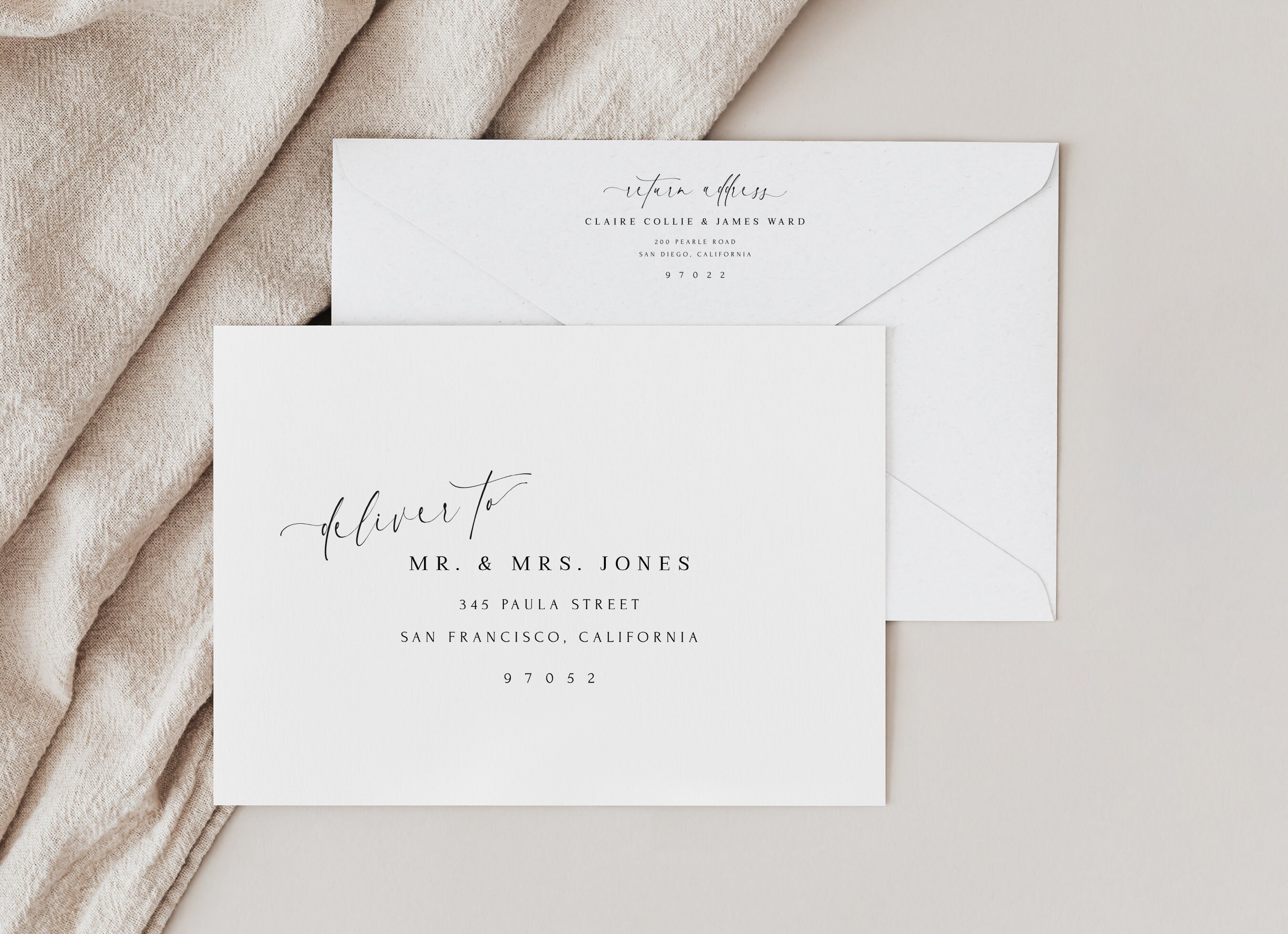 Contemporary Addressed Envelope Template With Handwritten Font ...
