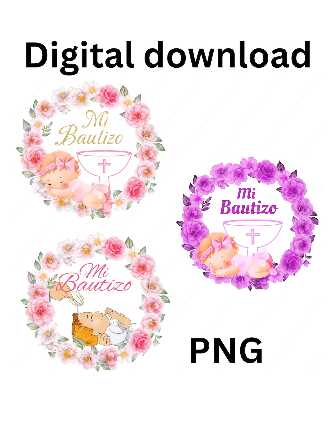 Mi Bautizo Png Digital Download Circles Girl - Etsy