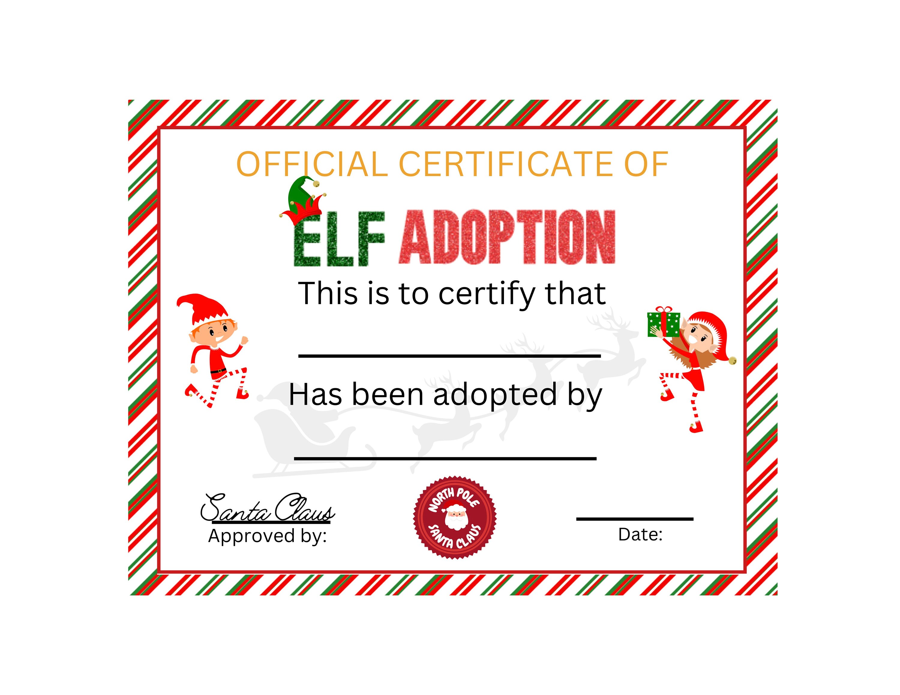 PDF Elf Adoption Certificate - Etsy