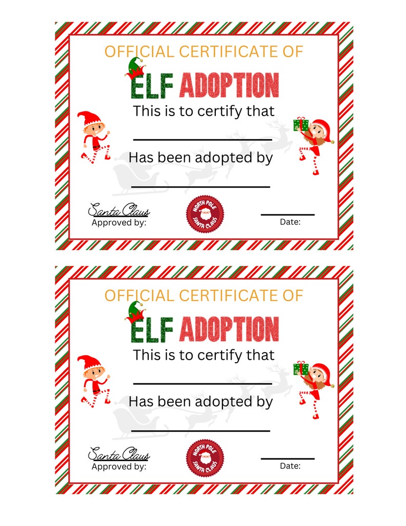 PDF Elf Adoption Certificate - Etsy