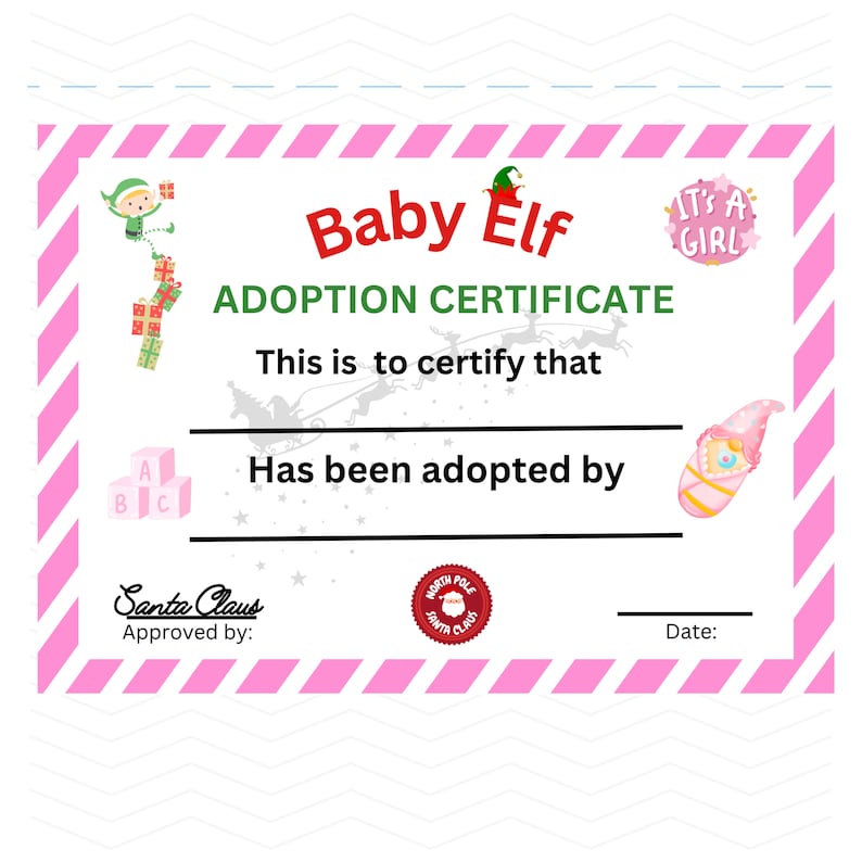 PDF Baby Elf Adoption Certificate - Etsy
